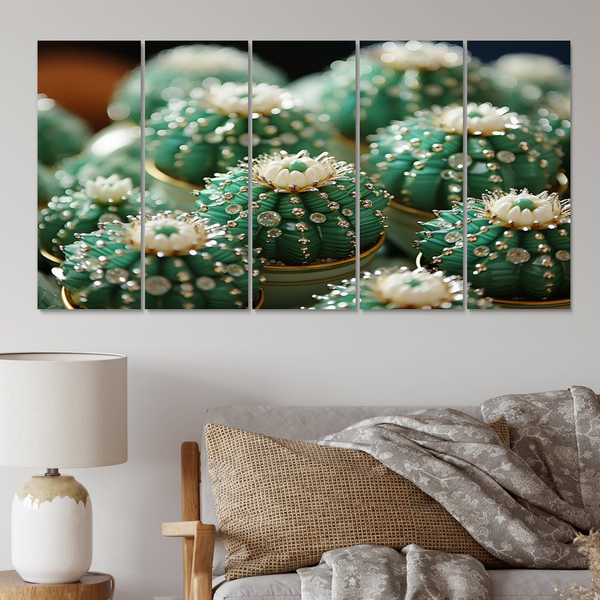 Dakota Fields Green Beige Cactus Desert Jewels Mammillaria II 5 Pieces | Wayfair